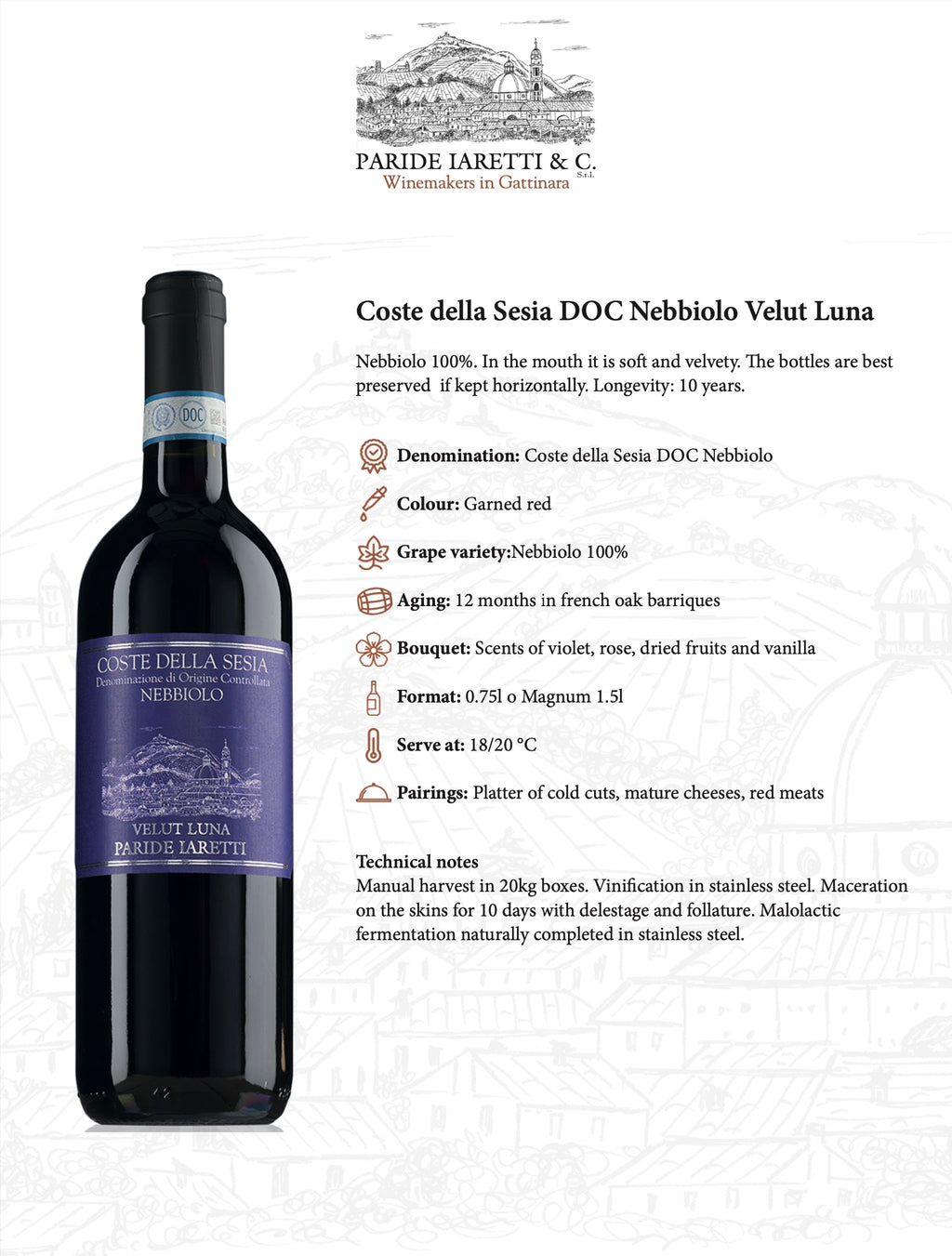 VELUT LUNA Coste Della Sesia DOC 2018 [Paride Iaretti] 150cl | Once ...